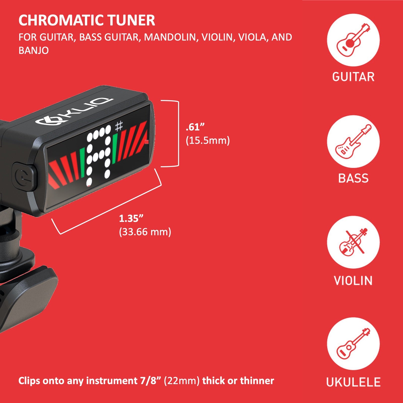 KLIQ UberTuner - Clip-On Tuner for All Instruments - KLIQ Music Gear